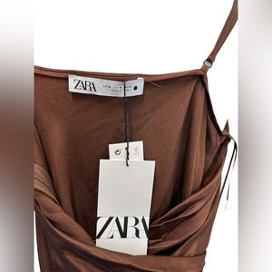 Zara | Dresses | Zara Effect Brown Slip Midi Dress | Poshmark